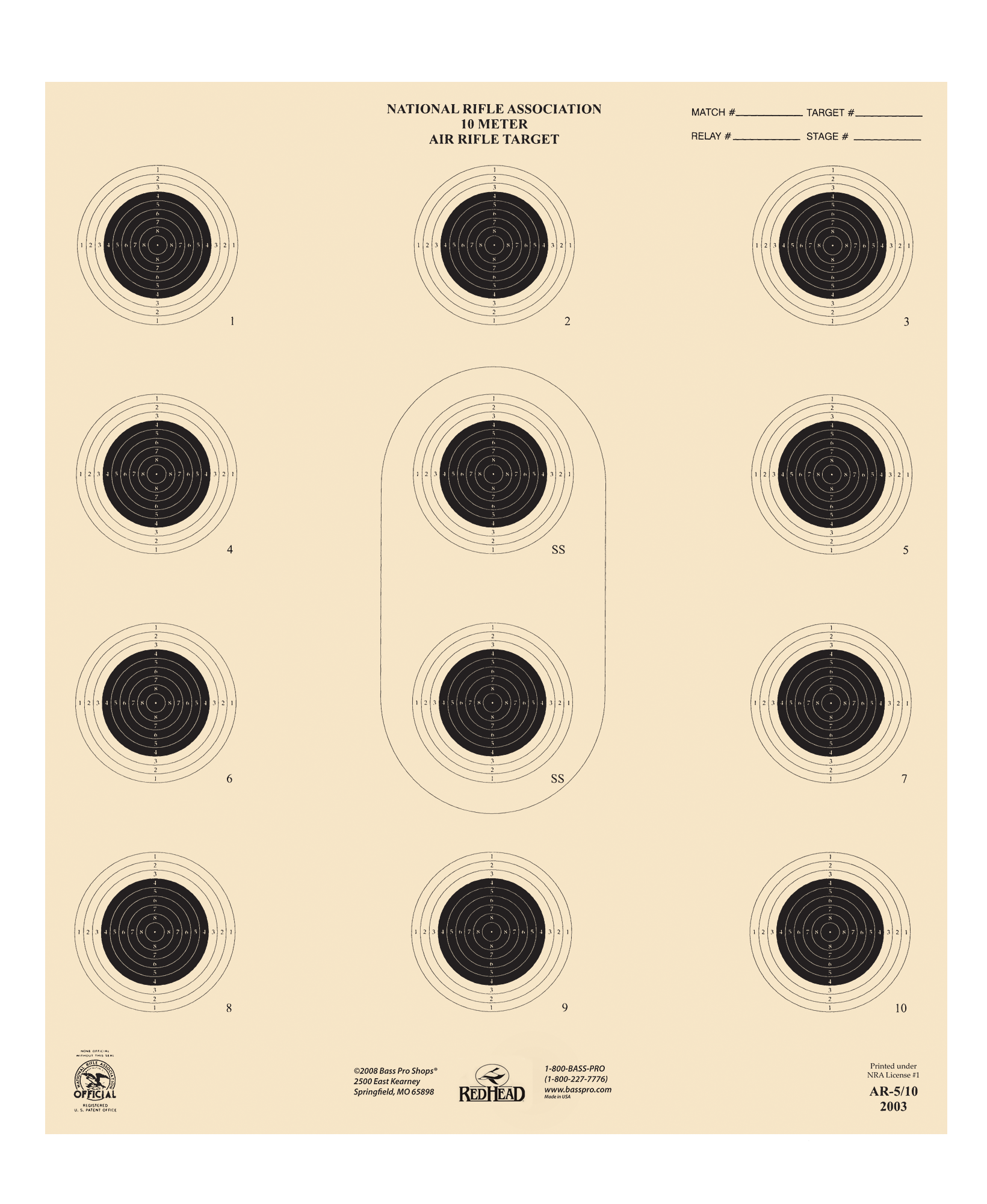 RedHead Official NRA Air Pistol/Air Rifle Targets | Mack's Prairie Wings